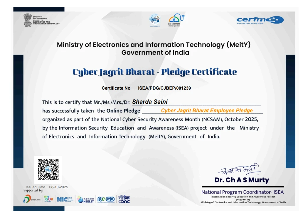 Free Cyber Safety Pledge Certificate Online 2025